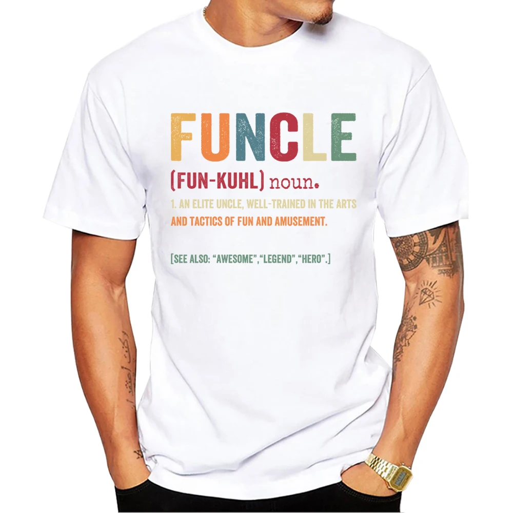 TEEHUB Funcle Funny Uncle Men T-Shirt Hero Letters Printed Harajuku T ...
