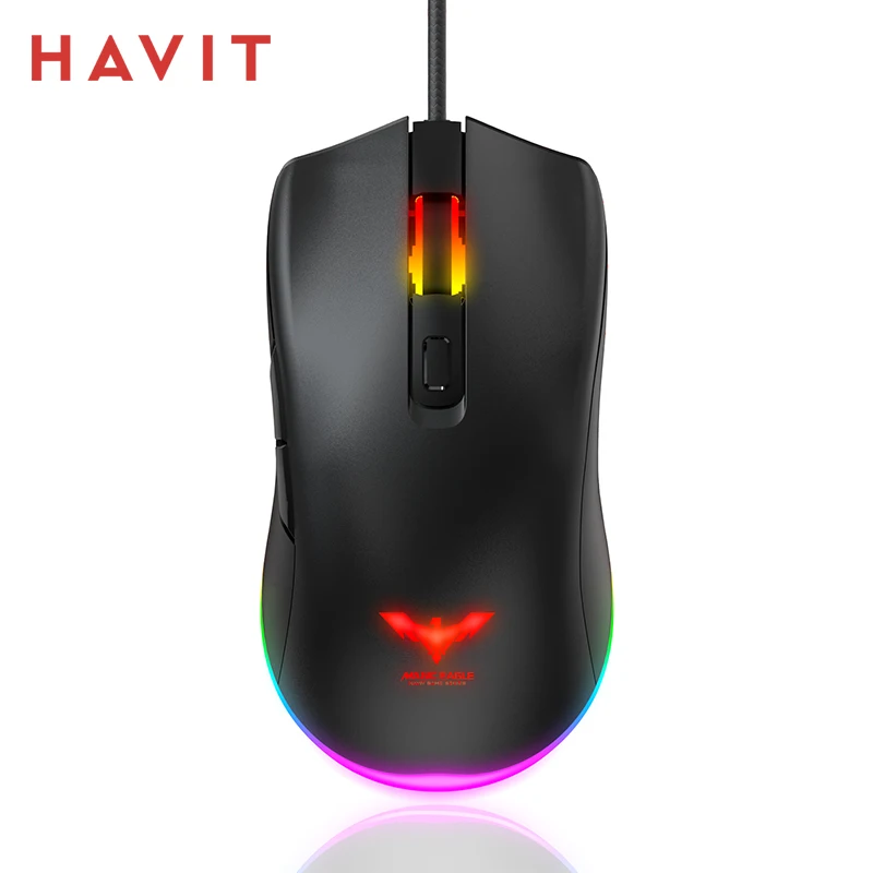 Havit RGB Gaming Mouse Wired PC Gaming Mice with 7 Color Backlight 6 Buttons Up to 6400 DPI ...