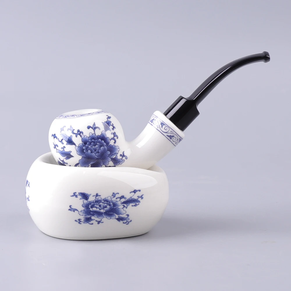 RU-MuXiang-Ceramic-tobacco-pipe-Chinese-style-Blue-and-white-porcelain ...
