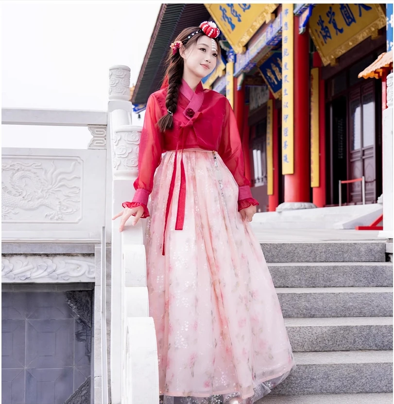New Hanbok Women's Korean Folk Dress Style Yanji Traditional Palace ...