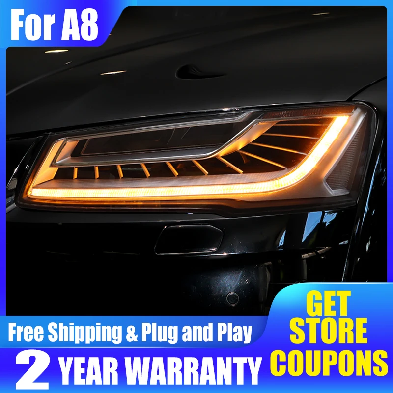 ALL-LED-Headlights-For-Audi-A8-A8L-2012-2017-LED-DRL-Running-Light-LED ...