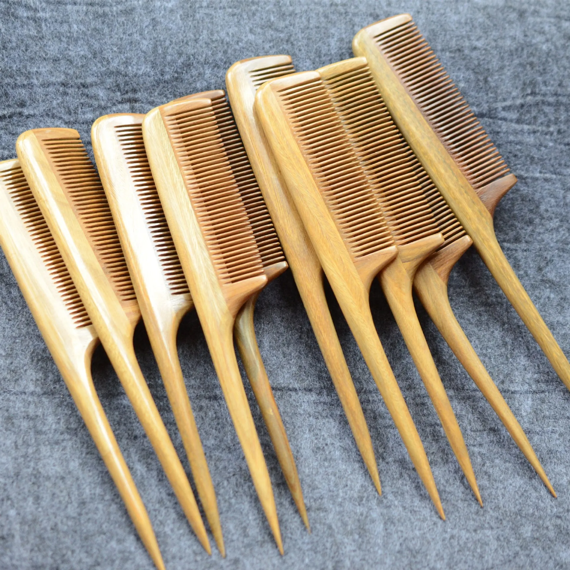 Natural-Green-Sandalwood-Comb-21cm-Fine-Tooth-Thickened-Sharp-Tail-Comb ...