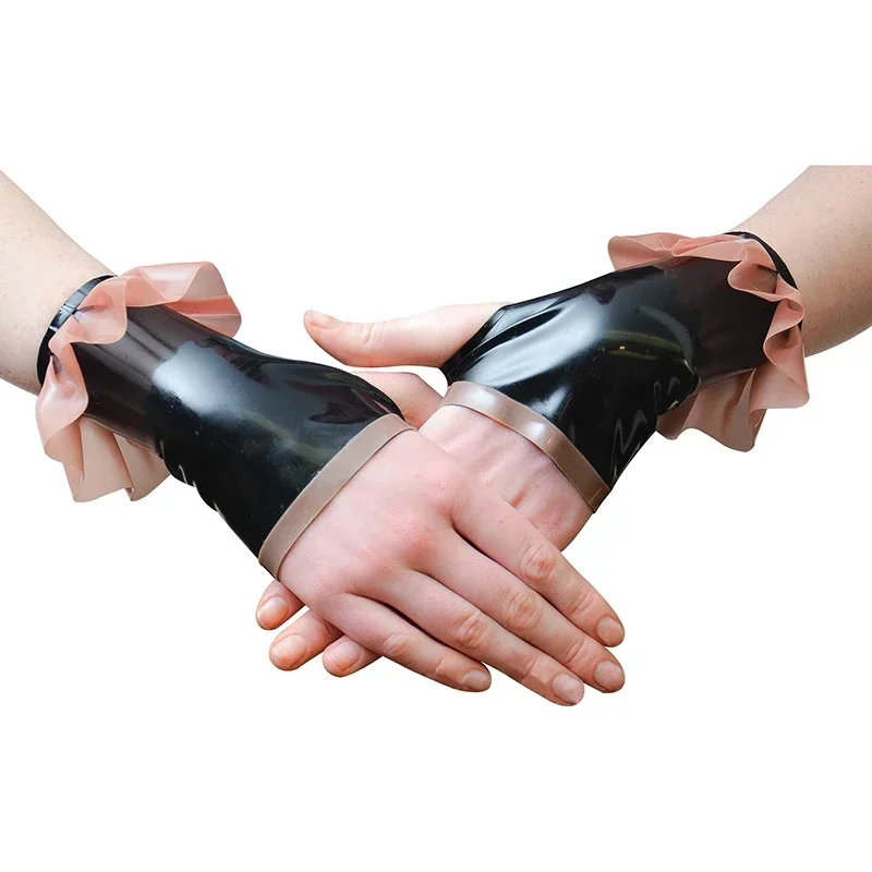 Black-With-Transparent-Pink-Sexy-Fingerless-Short-Cosplay-Latex-Gloves ...