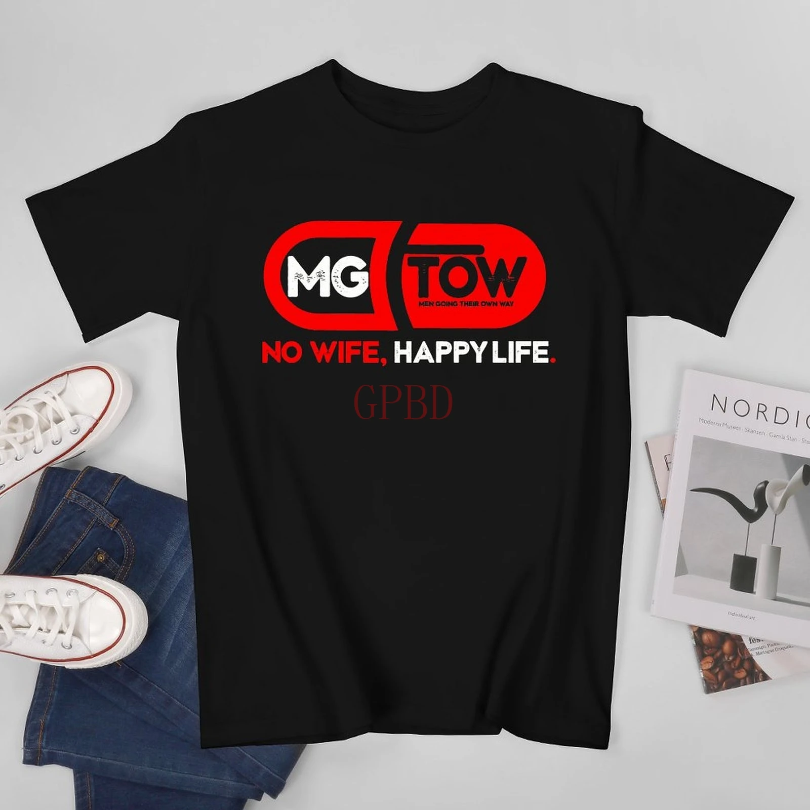 MGTOW-T-Shirt-No-Wife-Happy-Life-Red-pill-T-Shirt-women-Men-T-Shirt ...