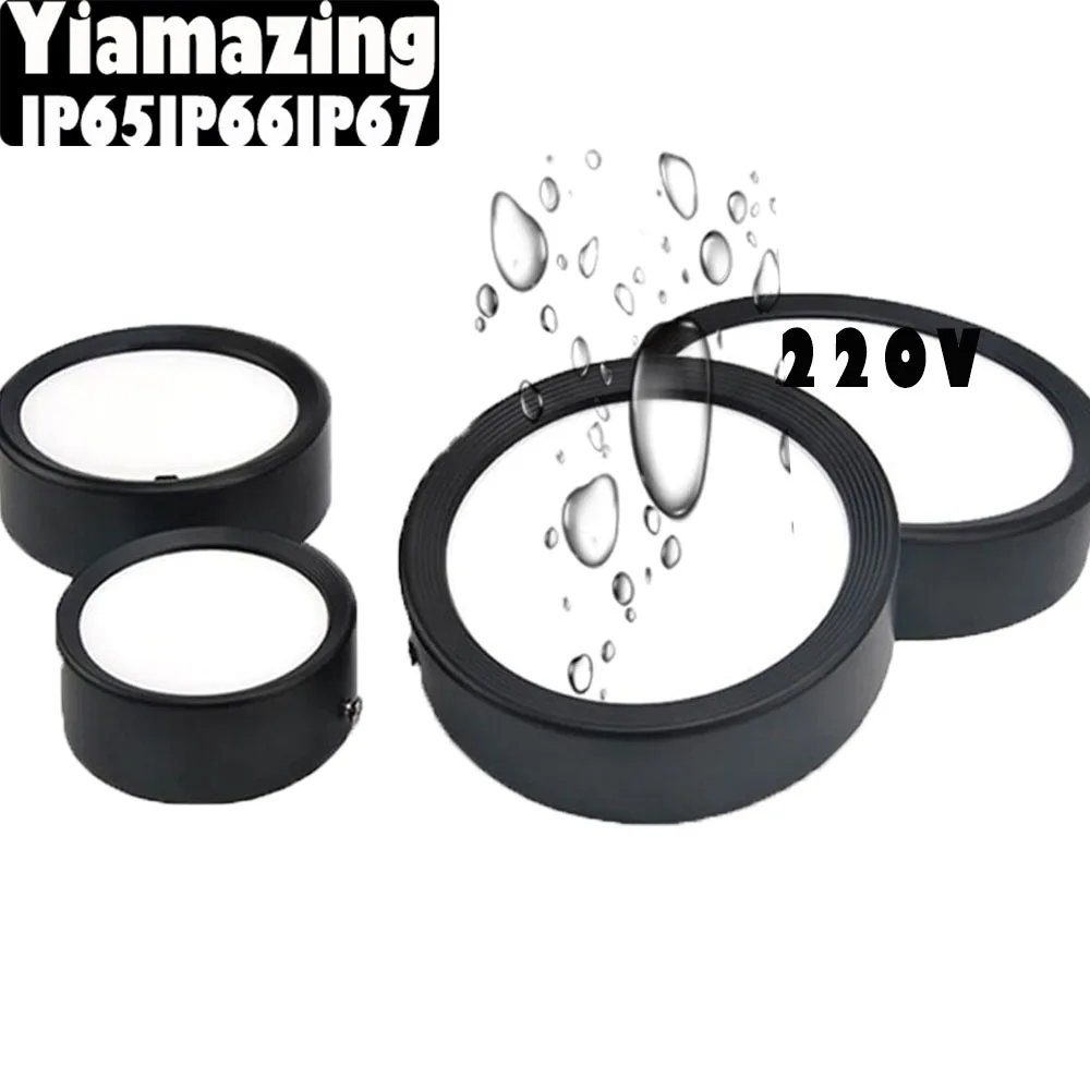 220V IP65 Ultrathin Surface Mounted LED Downlight Dimmable Waterproof ...