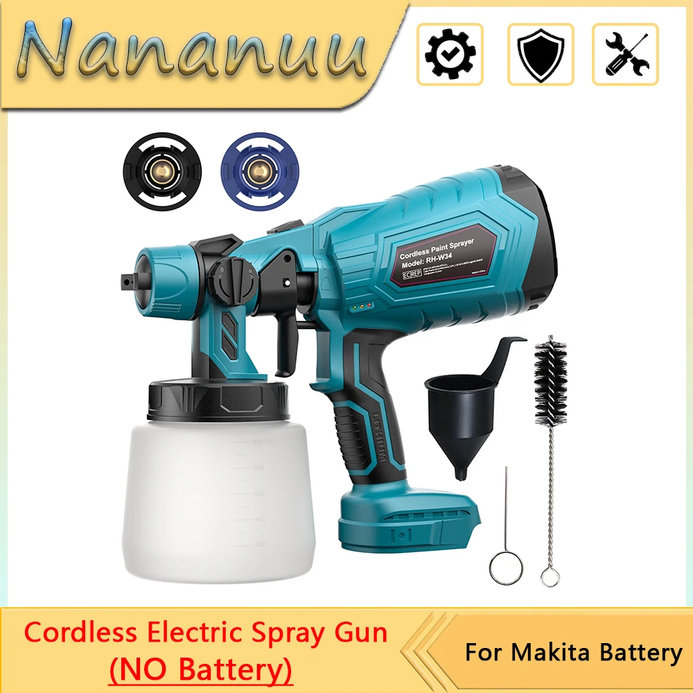 Nananuu Cordless Paint Sprayer Gun Portable 1000ML Large Capacity ...