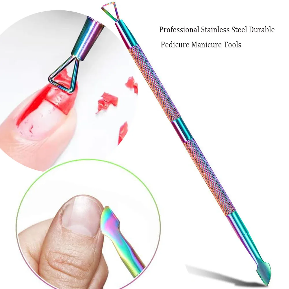 1Pc Stainless Steel Double-ended Cuticle Pusher Gel Nail Polish ...