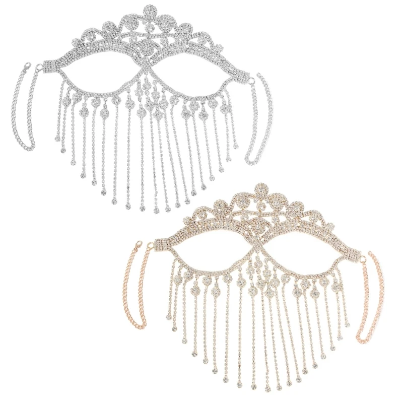 Rhinestones-Tassels-Veil-Mask-Full-Face-Women-Chain-Face-Mask ...