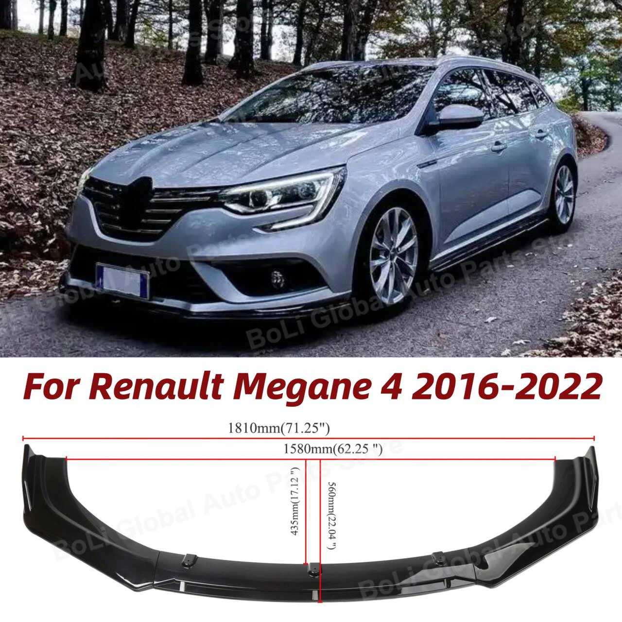For Renault Megane 4 2016-2022 Car Front Bumper Lip Splitter Body Kit ...