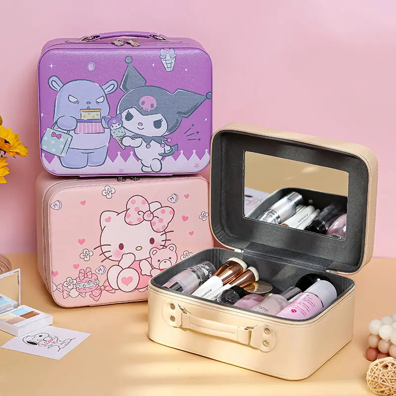 Hello-Kitty-Cosmetic-Case-with-Makeup-Mirror-Sanrio-Cinnamoroll-Cartoon-Desktop-Large-Capacity ...