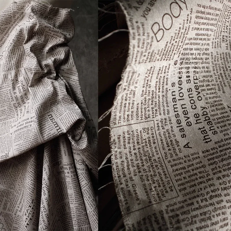 Literary Newspapers Eco Friendly Canvas Fabric Beige Retro Photography ...