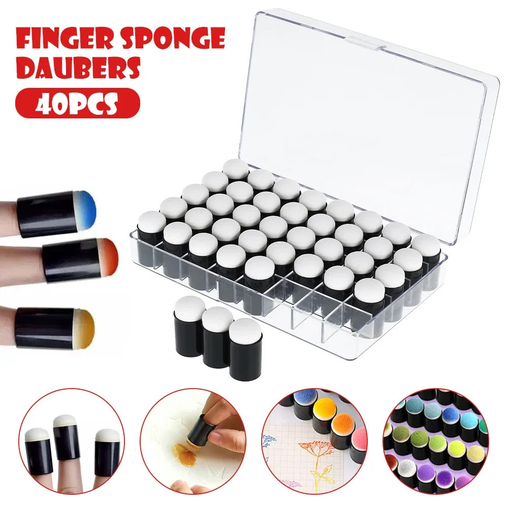 40Pcs-Set-Child-Finger-Sponge-Daubers-Paint-Ink-Pads-Stamping-Brush-Handmade-DIY-Craft ...