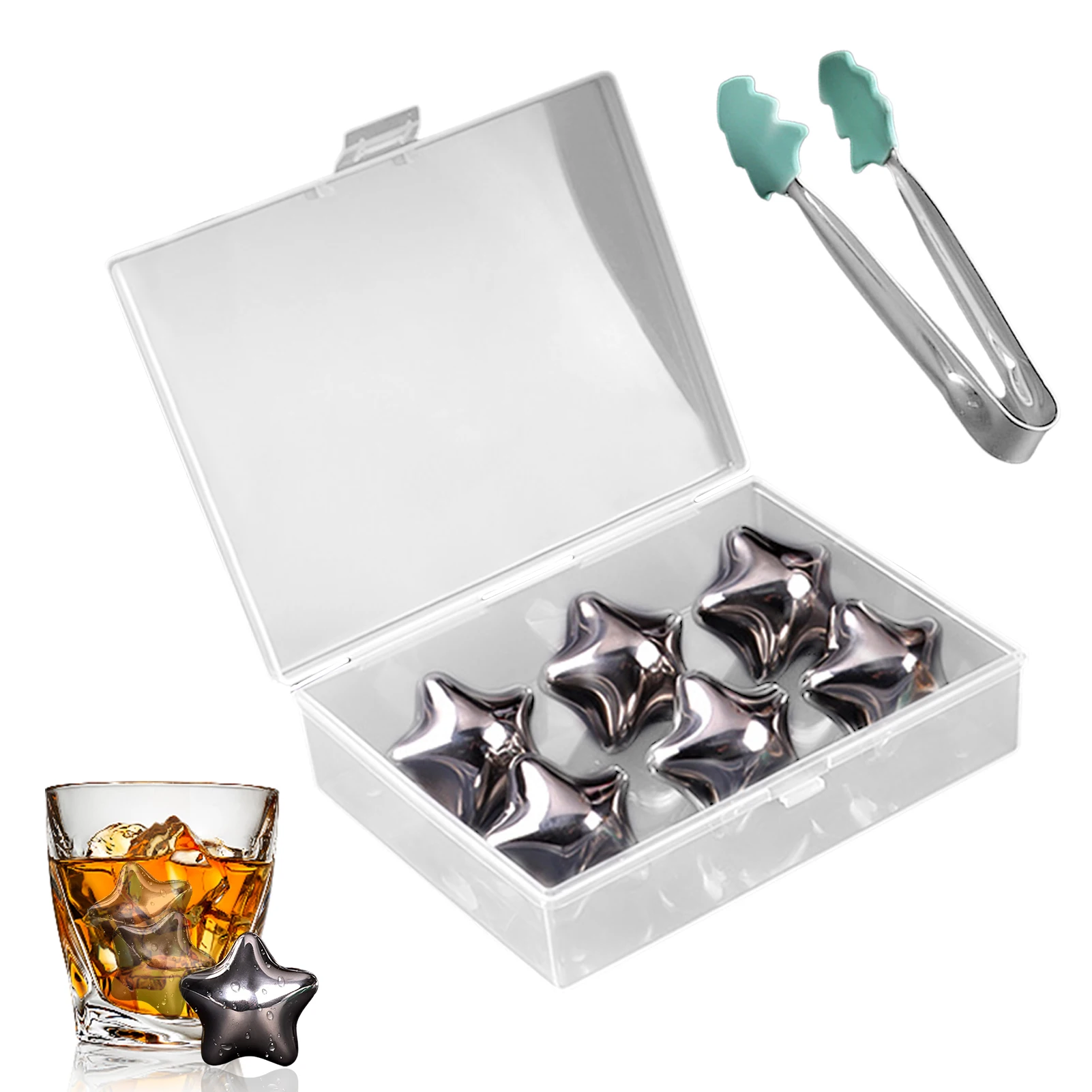 Stainless Steel Whiskey Stones 6 Pcs Whiskey Stones Refreezable Ice ...