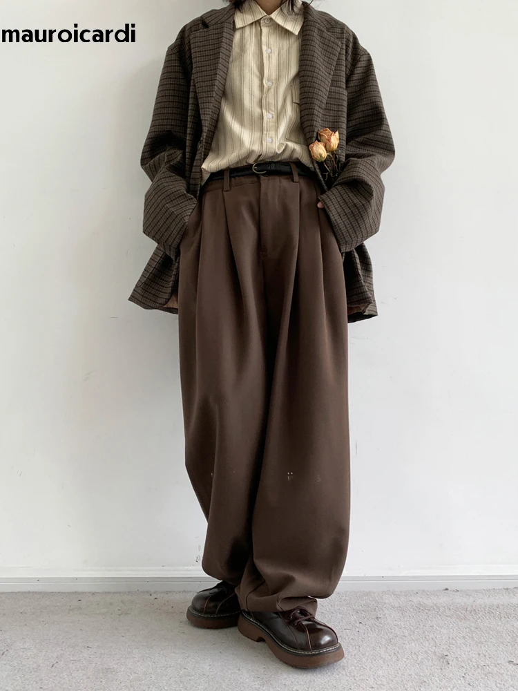 Mauroicardi-Spring-Coffee-Flowy-Baggy-Wide-Leg-Pants-for-Mens ...