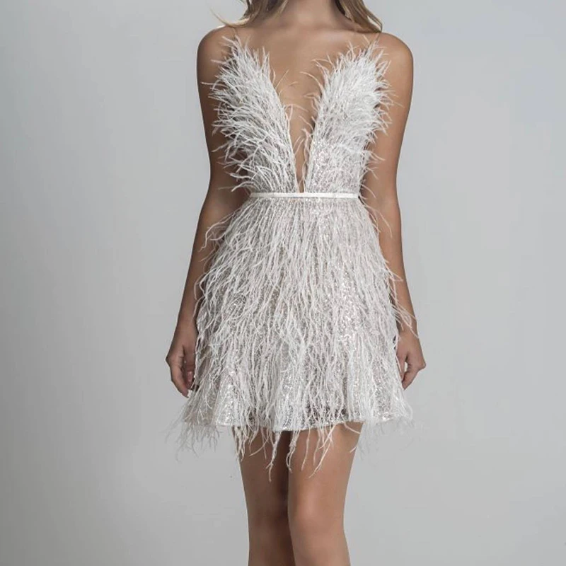 PASSIONN-Robe-Patchwork-Plumes-pour-Femme-Sans-Bretelles-Col-V-Slim-Dos ...