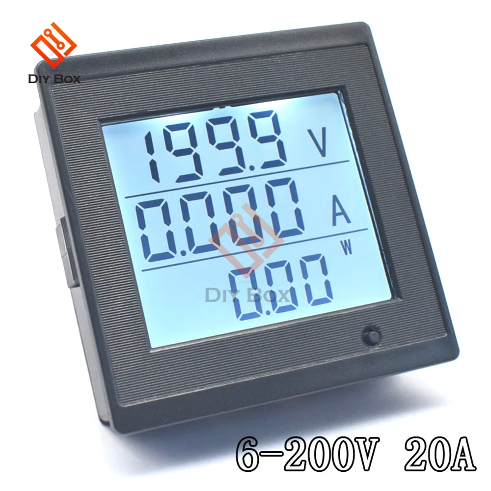6-200V-LCD-Digital-Display-DC-Voltage-And-Current-Meter-20A-Power ...