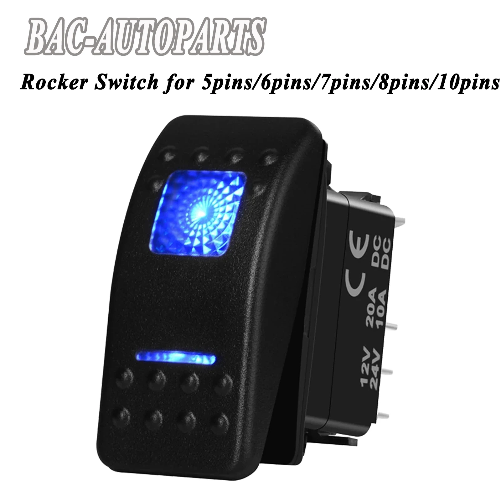 Blue Led Rocker Button Switch SPST&DPDT ON Momentary 5Pin/6Pin/7Pin ...