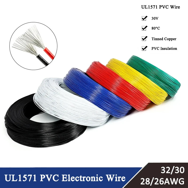 UL1571-Electronic-Wire-32-30-28-26-AWG-Flexible-Cable-PVC-Insulated-Tin-plated-Copper ...