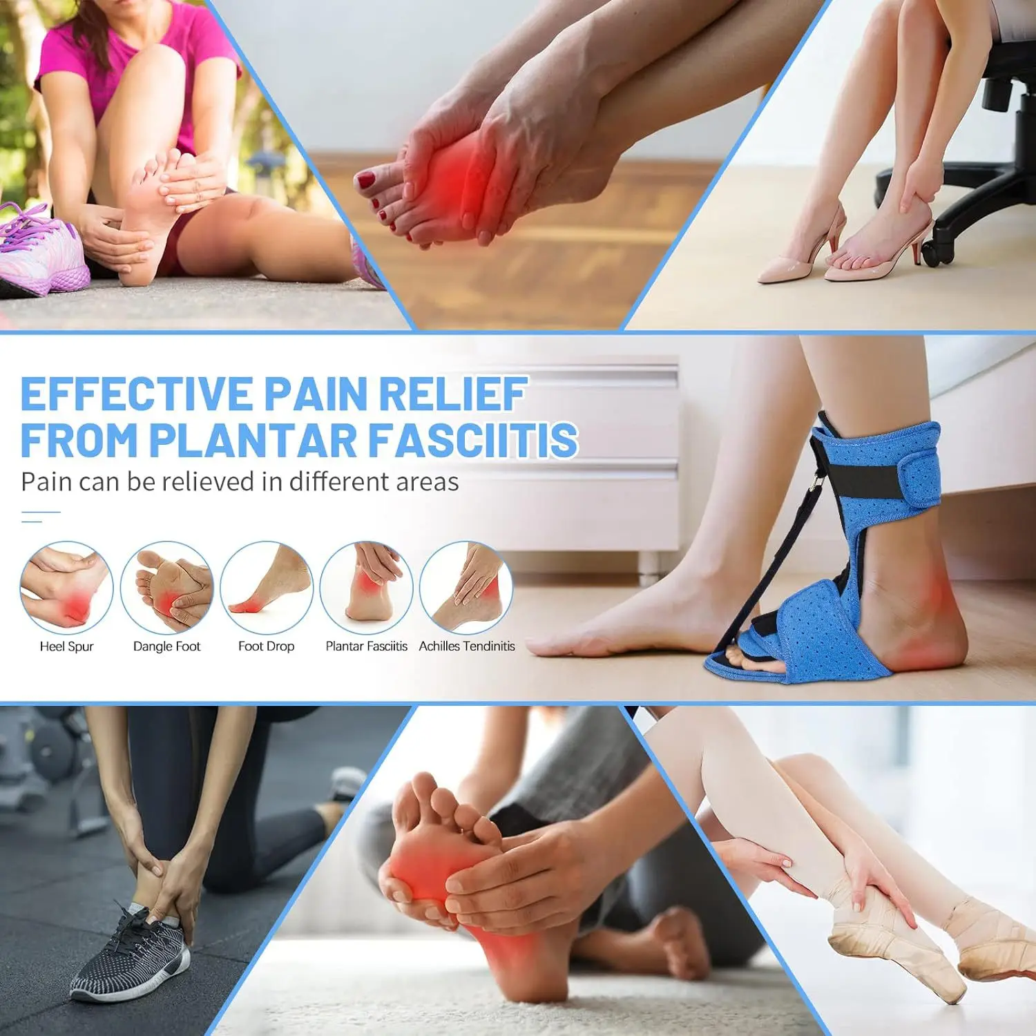 Adjustable Night Splint For Plantar Fasciitis Pain Relief Soft Foot ...