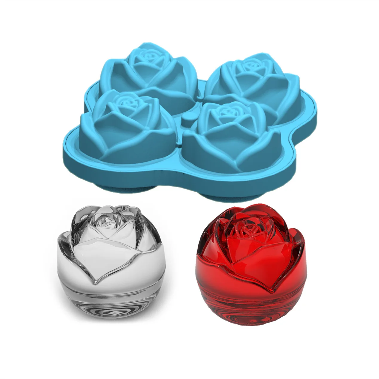 Rose Ice Cube Silicone Ice Mold Cocktail Bartender Ice Cube Valentine's ...