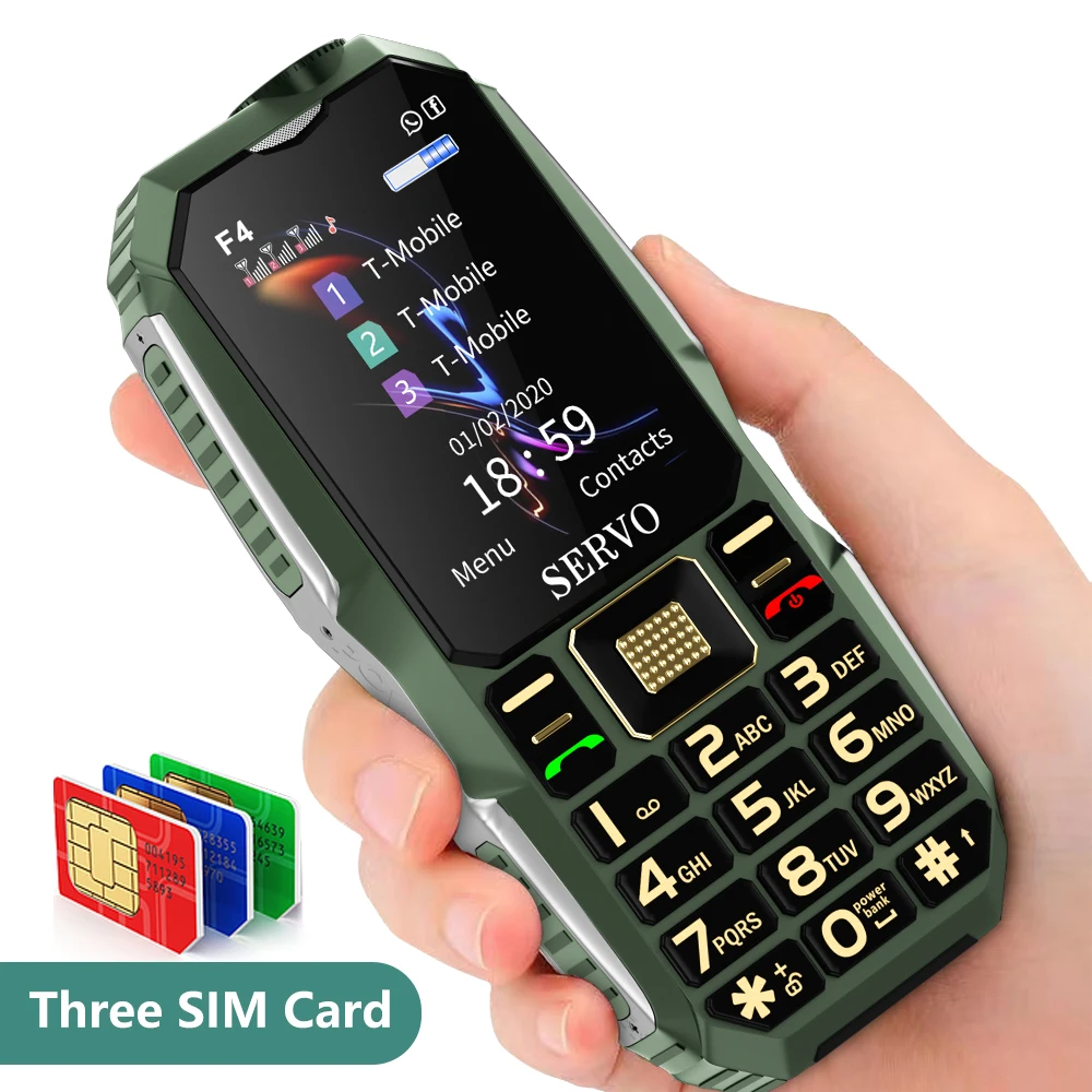 SERVO F4 Three SIM Card Mobile Phone Power Bank Flashlight Magic Voice ...