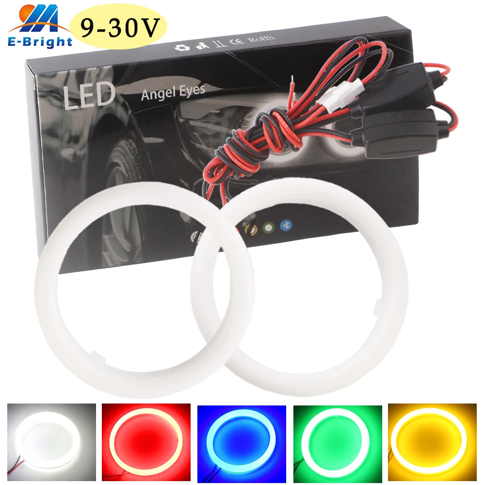2PCS-Angel-Eyes-Halo-Ring-COB-Led-Car-Motorcycle-Scooter-Headlight ...