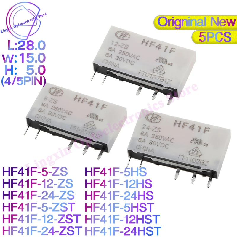 5Pcs-new-original-HF-relays-HF41F-005-ZS-HF41F-012-ZS-HF41F-024-ZS ...