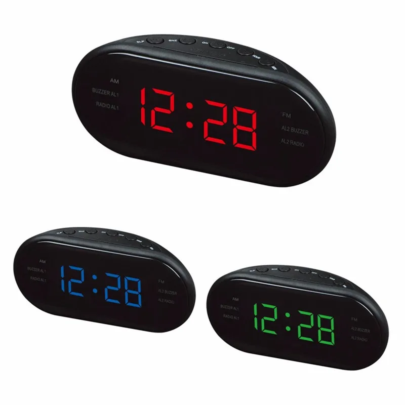 LED Alarm Clock Radio Digital AM/FM Radio Red With EU Plug Large LED ...