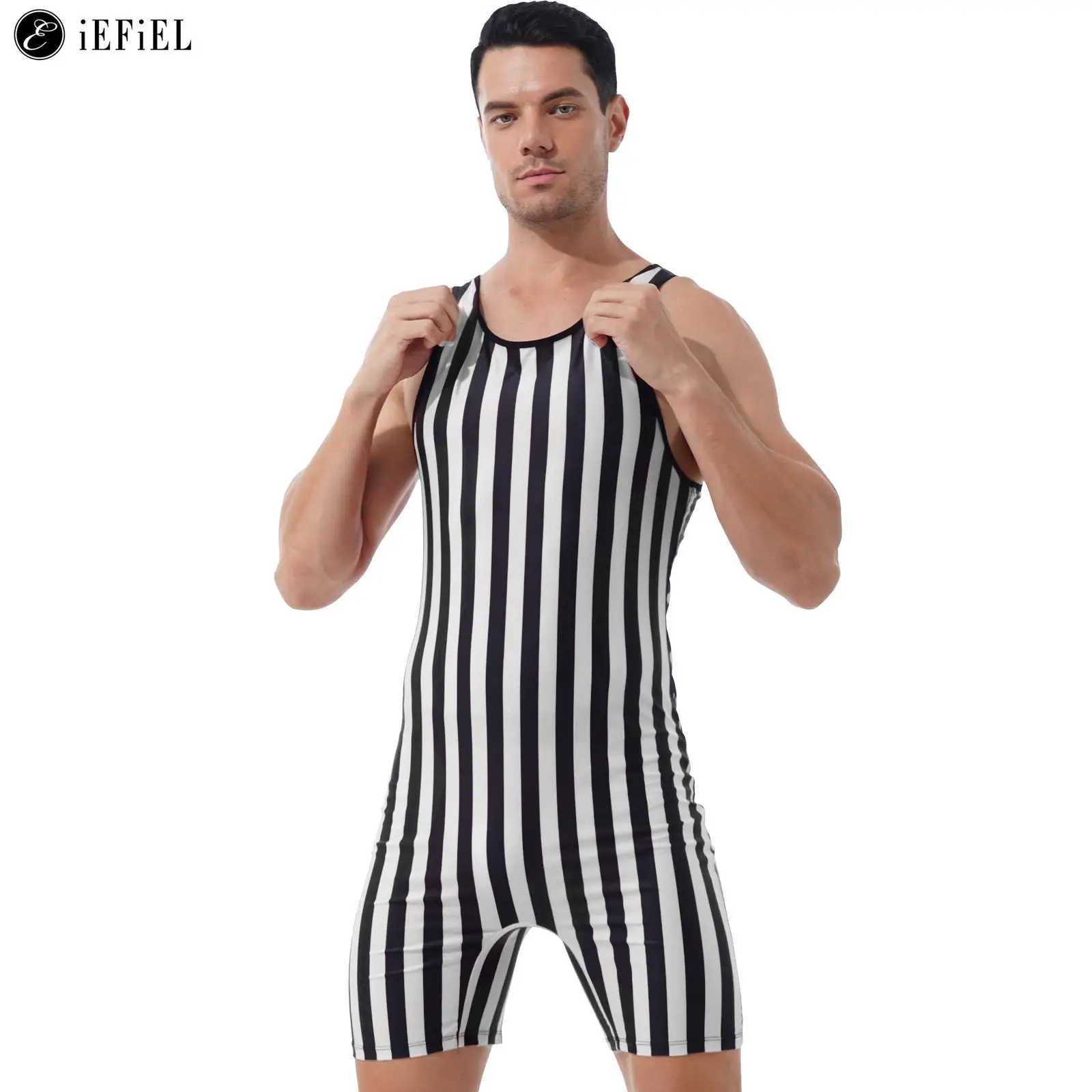 Men-s-One-Piece-Striped-Sleeveless-Leotard-Athletic-Supporters-Sports ...