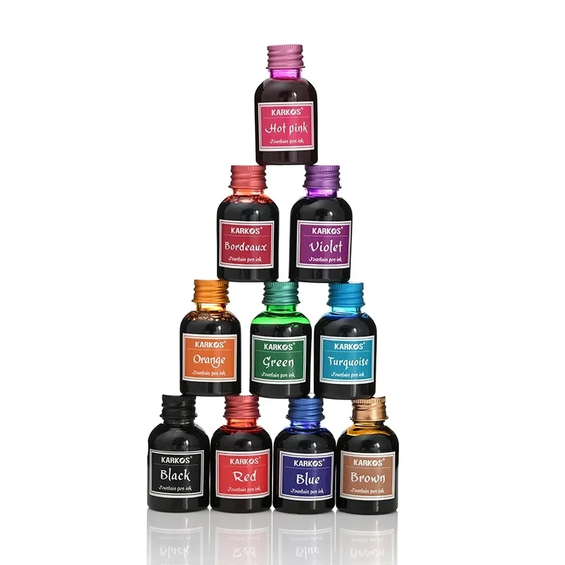10 Colors 30ML Colorful Fountain Pen Ink Bottle Refilling Inks Well 만년필 ...