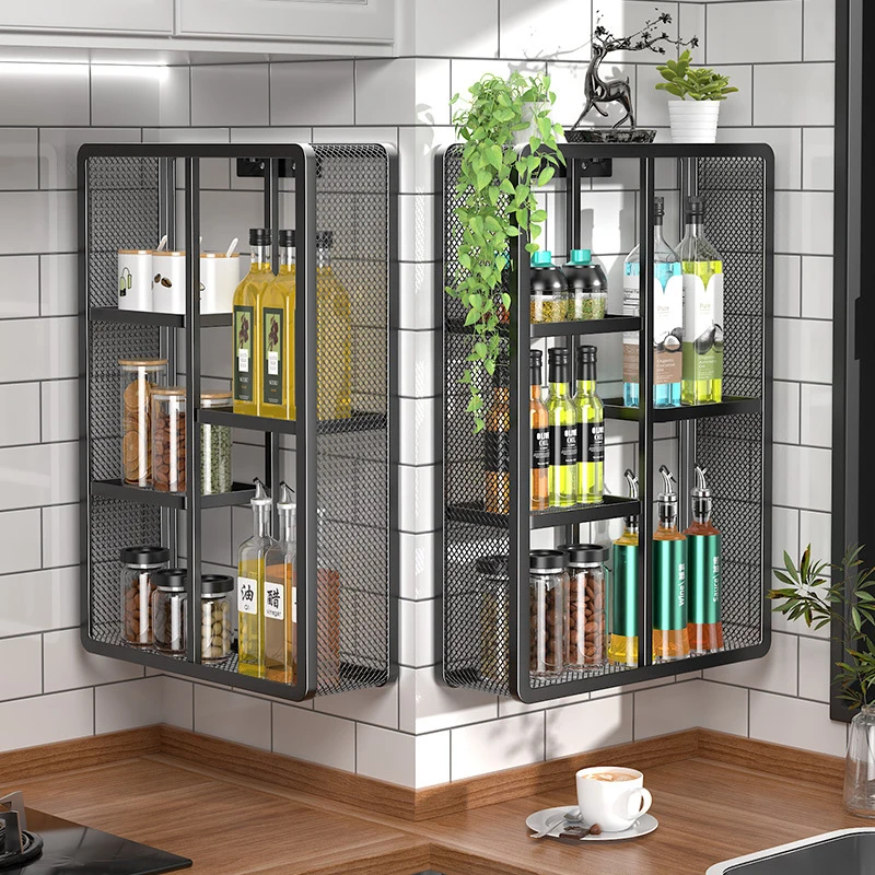 Wall-Mounted-Non-Punch-Seasoning-Kitchen-Multi-Functional-Corner ...