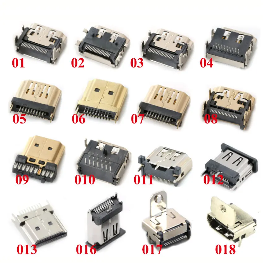 16Models HDMI-Compatible HD Interface Connector SMD 19 Pin 19P Vertical ...