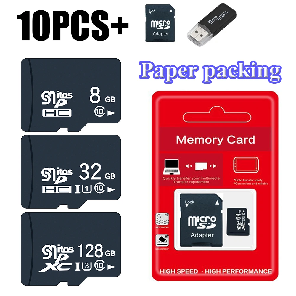 10pcs Tf Card Class10 128gb 256gb Cartao De Memoria 32gb 64gb 16g Sd Card 8g 4gb 2gb Micro Flash ...