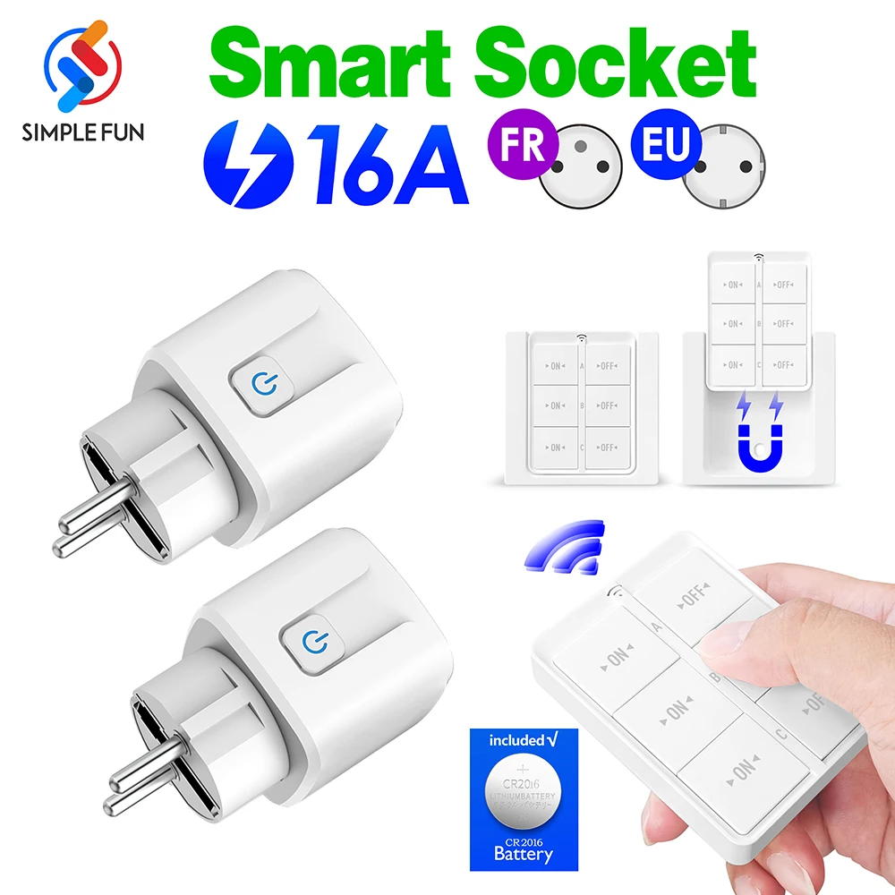 RF-Wireless-Remote-Control-Socket-16A-220V-433Mhz-Smart-Plug-EU-FR ...