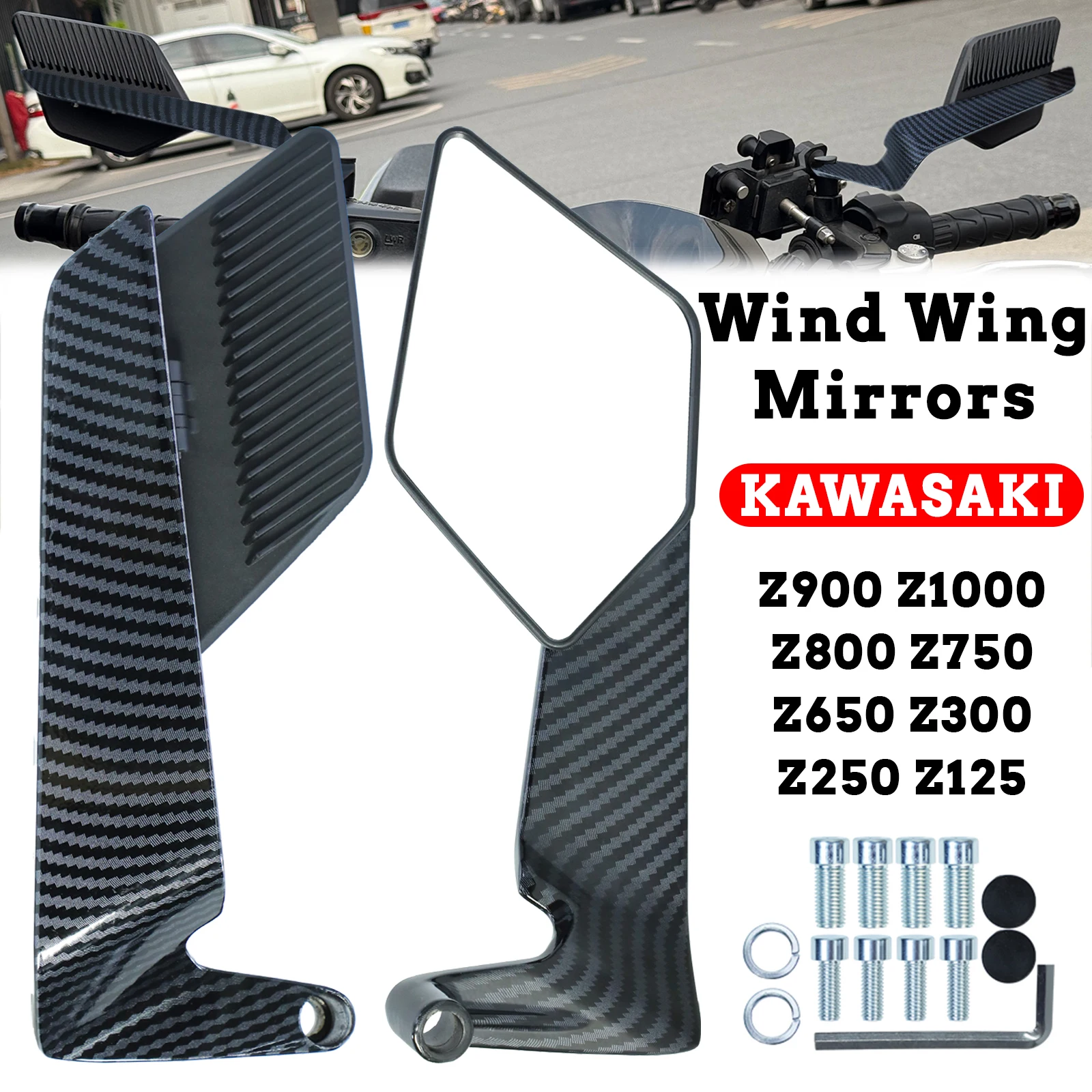 Z900 Side Mirrors For Kawasaki Z900 Z1000 Z800 Z750 Z650 Z300 Z250 Z125 ...