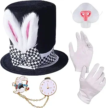 PESENAR-Bunny-Ear-Top-Hat-for-adult-Mad-Hatter-Rabbit-Topper-Plush-Hat ...