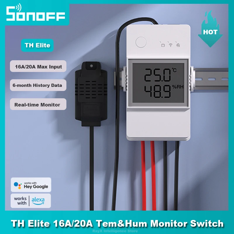 SONOFF-TH-Elite-16A-20A-WiFi-Smart-Switch-Temperature-Sensor-Humidity ...