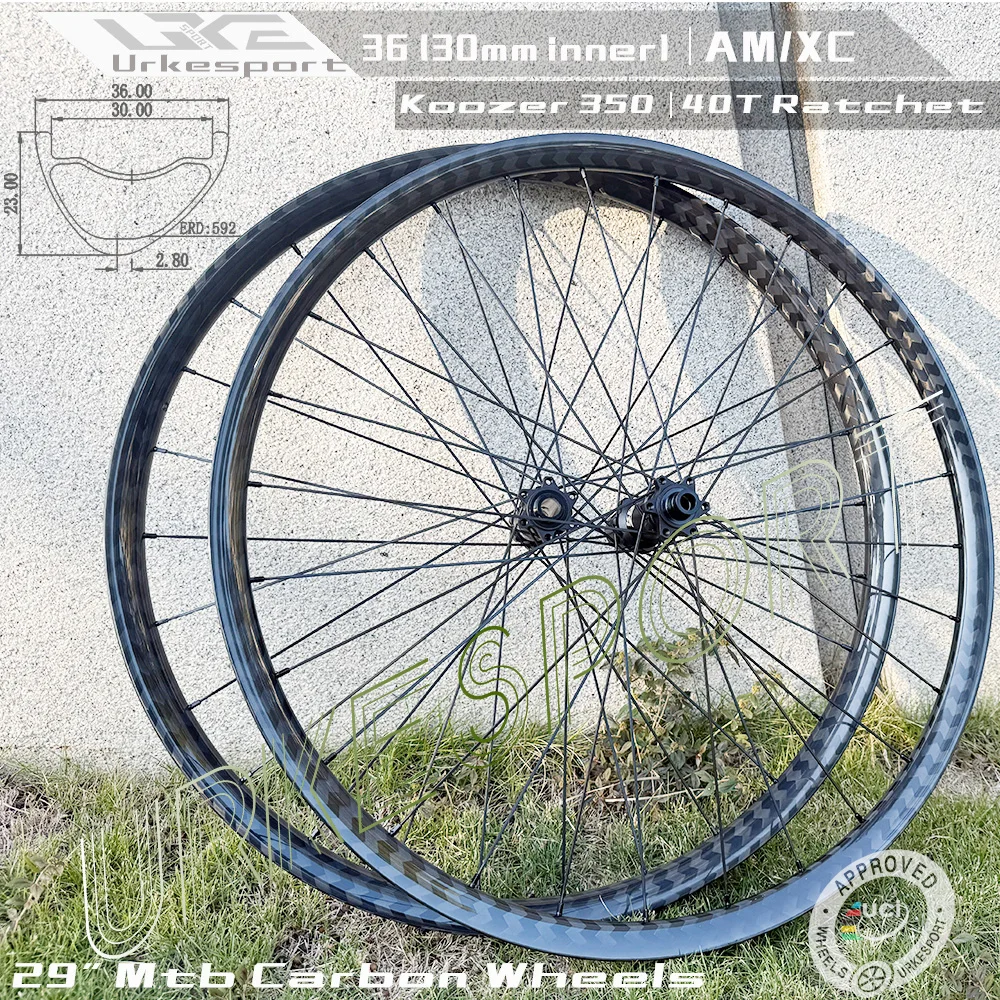 29er Carbon AM MTB Wheels Koozer 350 Ratchet 40T 36mm External 30mm ...