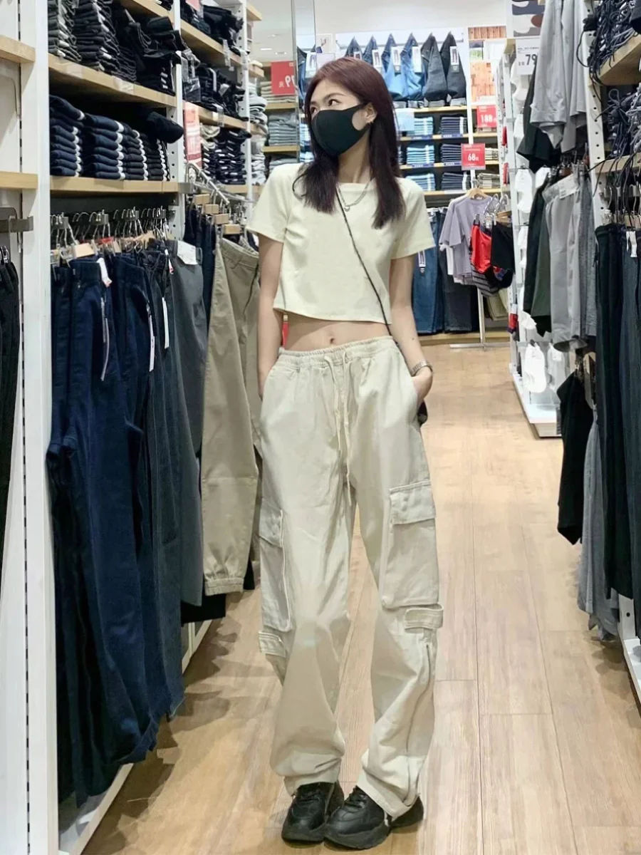 American-Design-Multi-pocket-Work-Pants-Women-Loose-Straight-Cylinder ...