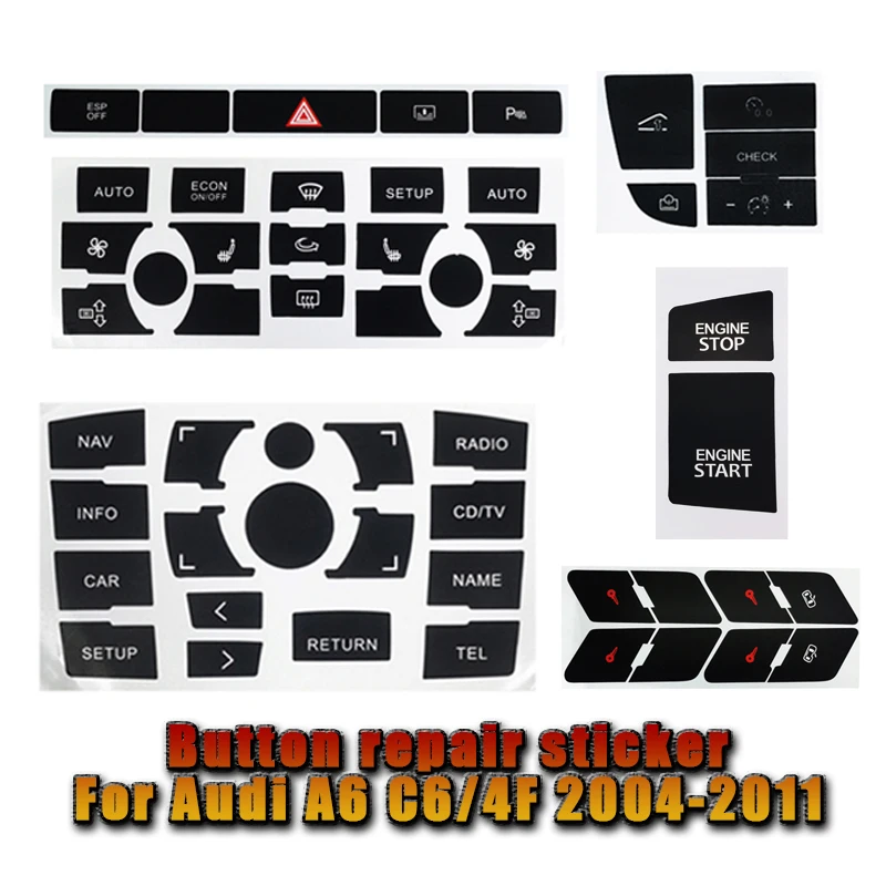 For-Audi-A6-C6-Button-Stickers-Interior-Replacement-Parts-2004-To-2011 ...