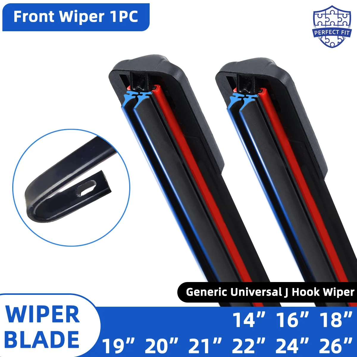 Automotive-universal-J-U-hook-double-rubber-strip-wiper-blade-boneless ...