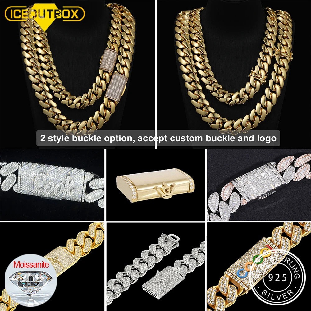 Custom-Logo-5pcs-Lot-S925-Silver-Black-Silver-Gold-Plated-Miami-Cuban ...