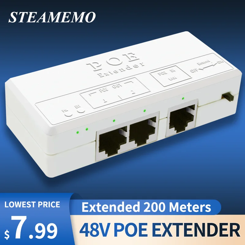 STEAMEMO-extensor-POE-de-2-puertos-350-metros-100Mbps-repetidor-POE ...