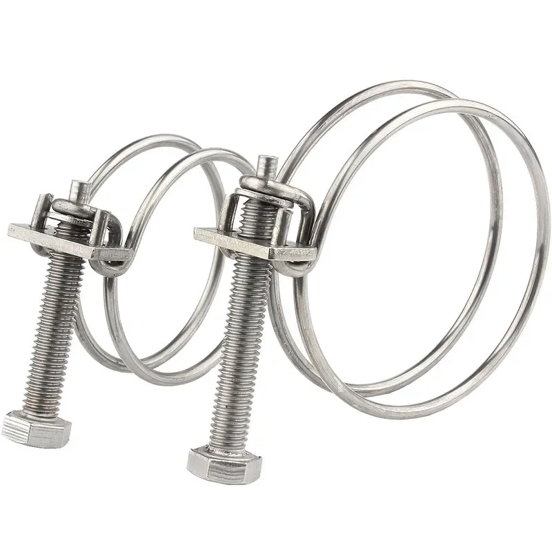 304-Stainless-Steel-Double-Wire-Throat-Hoop-Hose-Clamp-Adjust-Clip ...