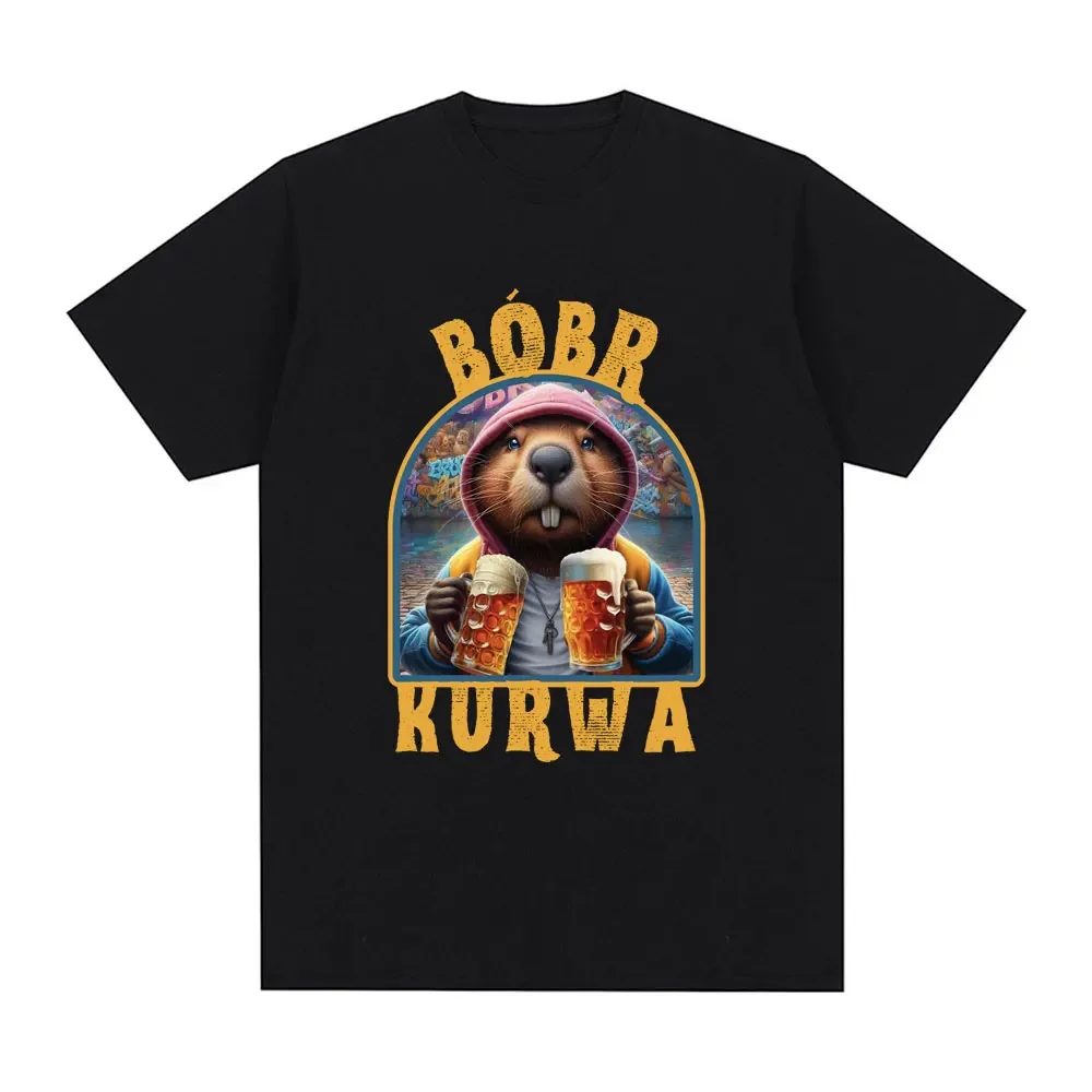 Bober Kurwa Bobr T-shirt Funny Beaver Drinking Beer Meme Women's ...