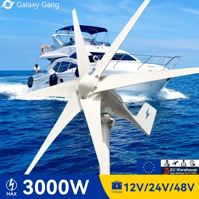 Galaxy Gang 6 Blades Windmills Wind Turbine Generator Free Energy China Factory 3000W 12V 24V ...