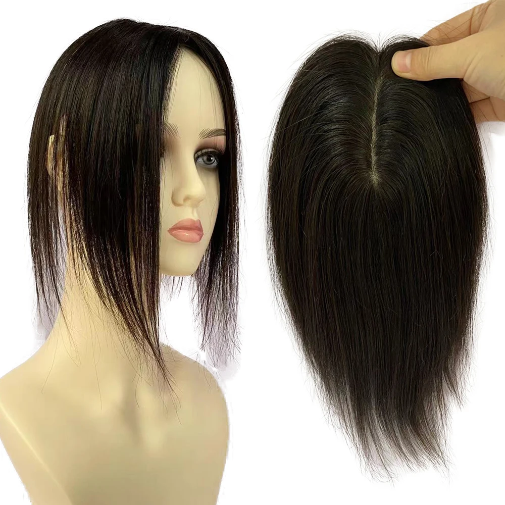 Straight human hair topper