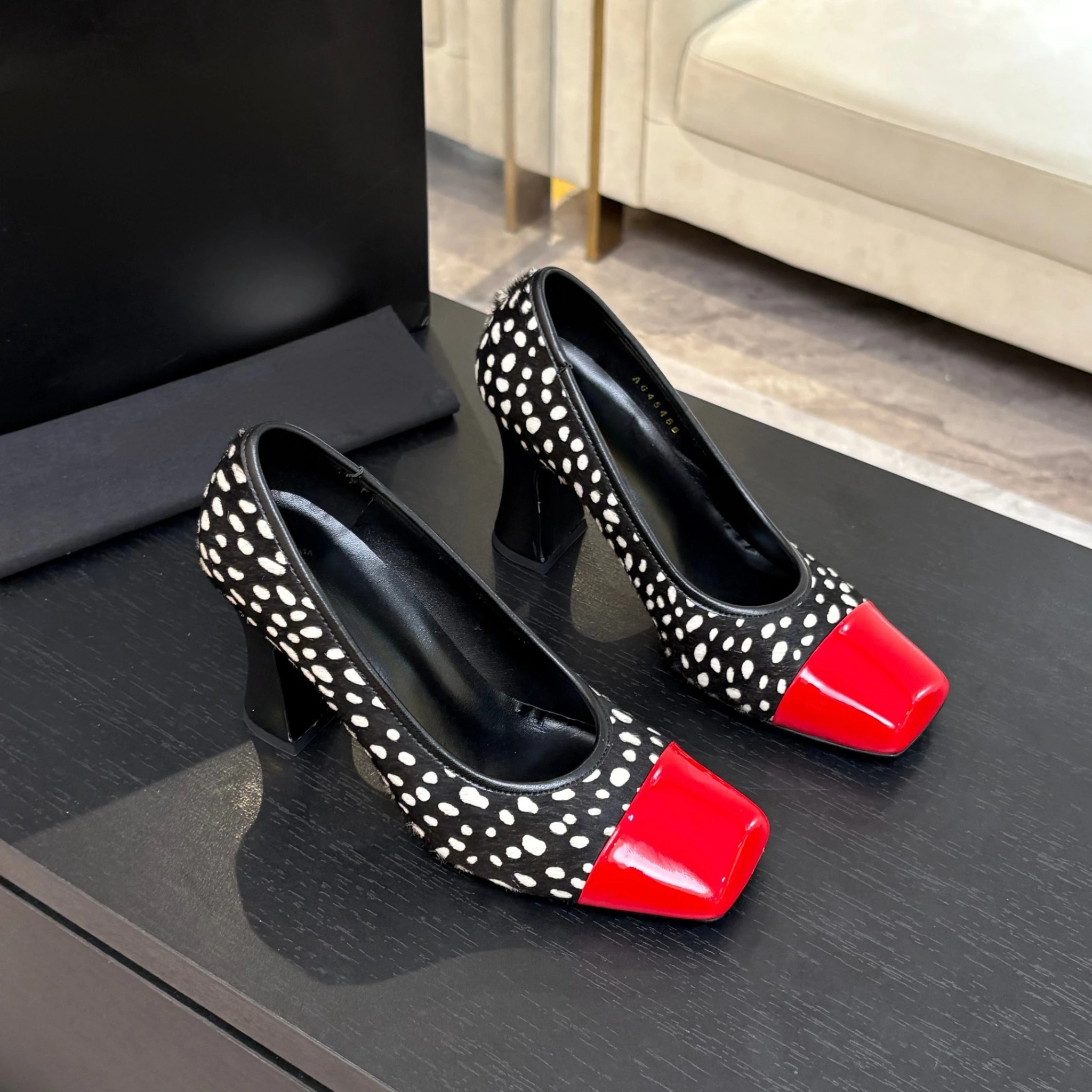 2026 new model of candy-colored leather high heels with square toe ...