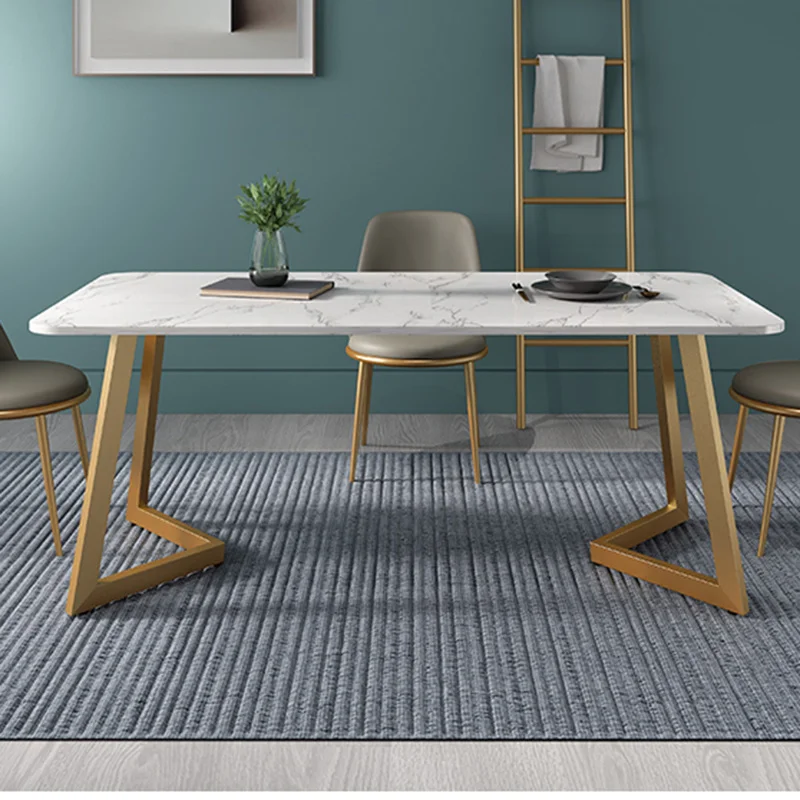 Modern Nordic Dining Table with Gold Legs – Assorted Produce