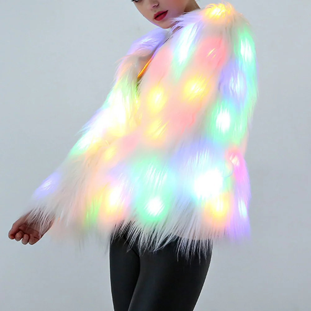 Christmas LED Coat Women Faux Fur Women’s Jacket Light Up Rave Stage ...